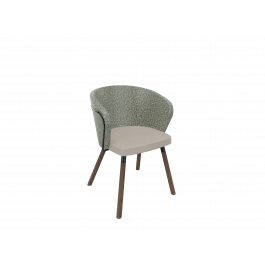 Rondo 4-poots hout Ø 35 mm, metalen frame, hoge brede rug, zithoogte 46 cm